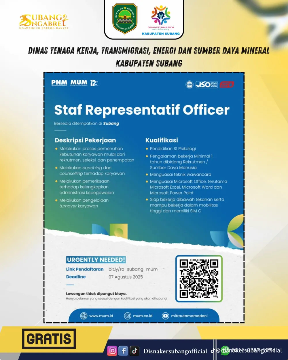 PNM Subang Buka Loker untuk Posisi Ini, Segera Melamar Yuk ...