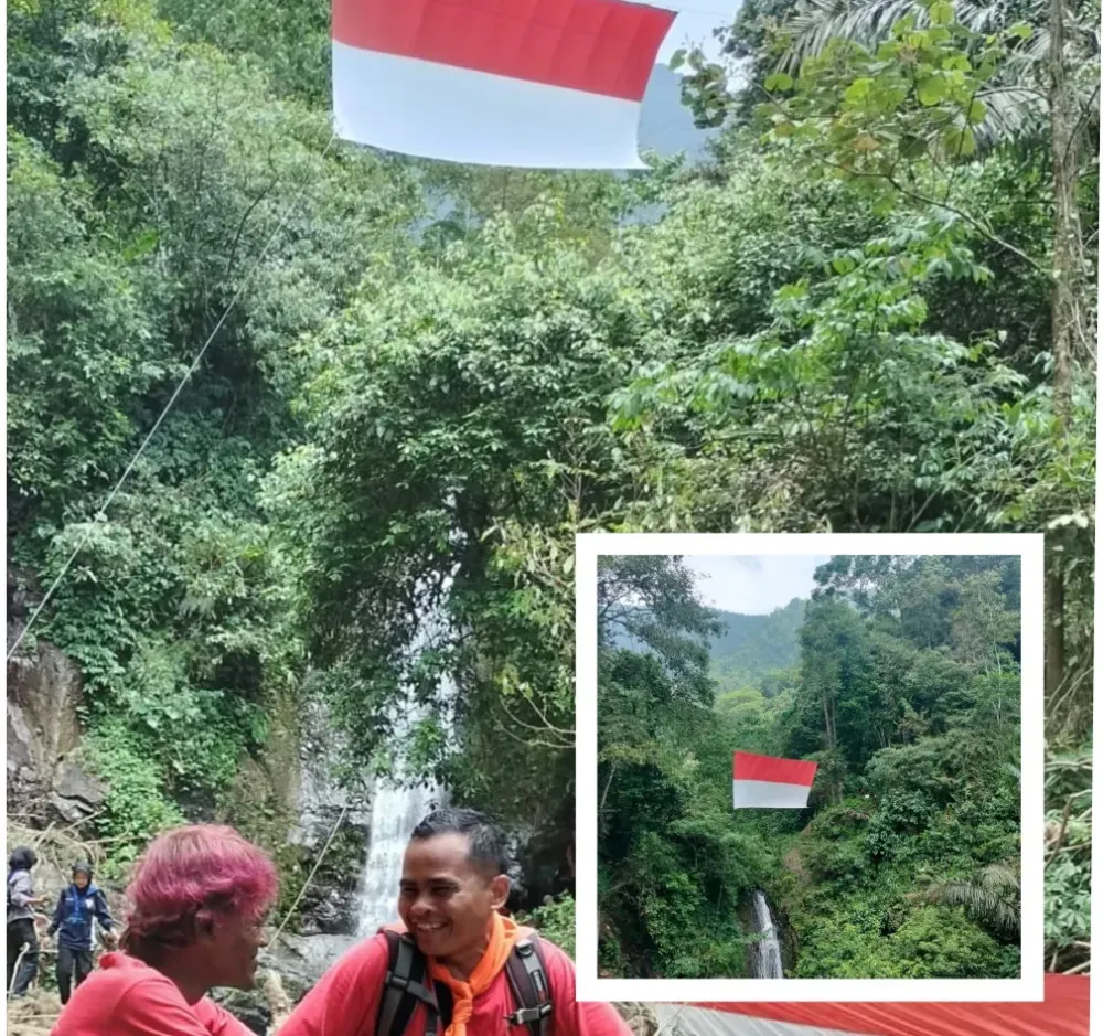 Bendera Merah Putih Raksasa Berkibar di Tebing Curug Paok Subang ...
